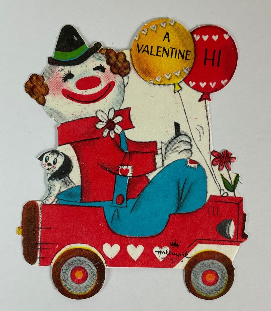 A Valentine Hi Clown & Puppy Dog Truckin’ Along Vintage 1950s Unused ...