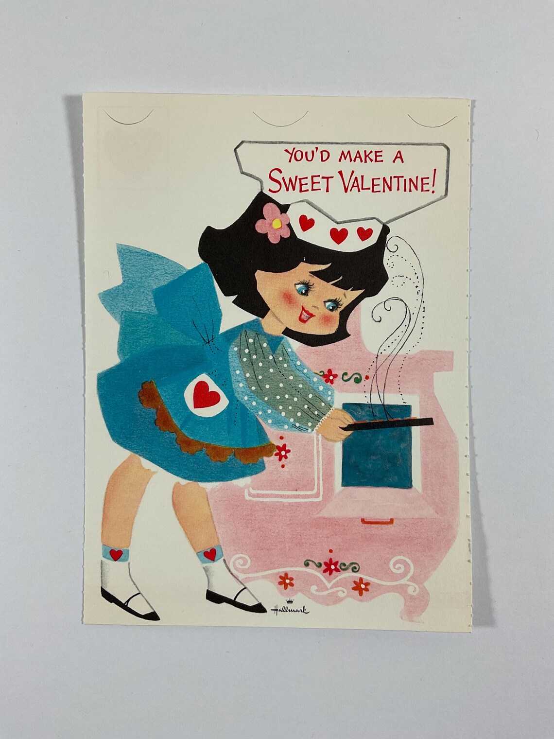 Heart Hat Chef Little Girl Cooking Sweets Vintage 1950s Unused Hallmark ...