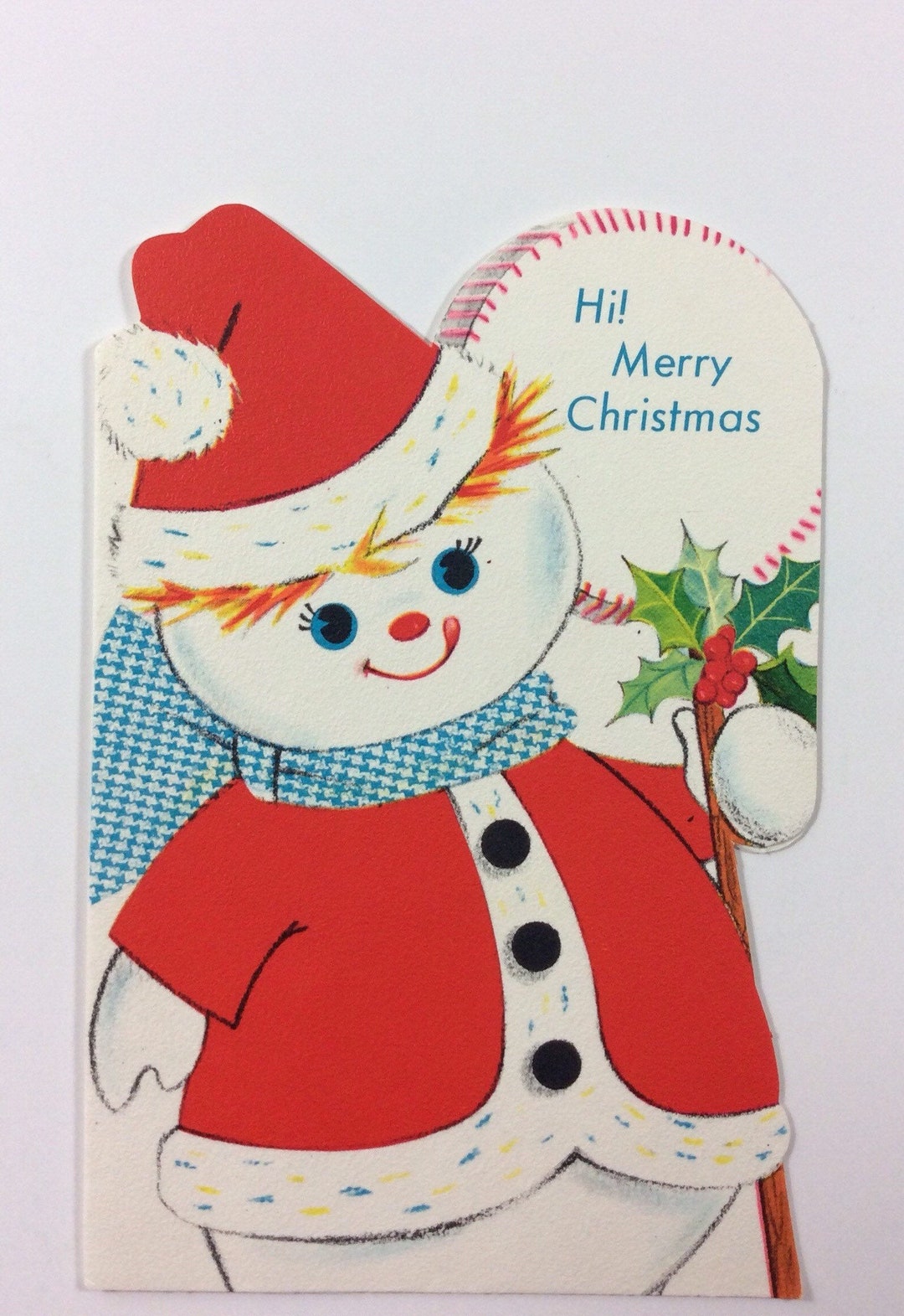 Snowman in Santa Claus Suit Vintage 1950s Unused Rust Craft Christmas ...