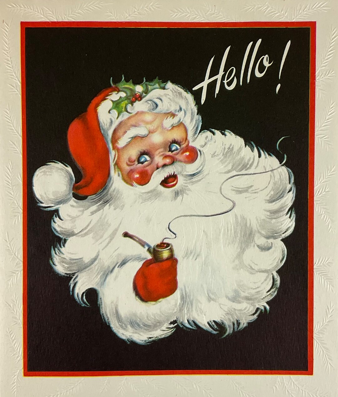 Blue Eyes Santa Saying Hello Vintage 1940s Unused American - Etsy