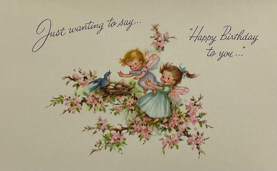 Butterfly Wing Fairy Cherub Angels Climbing Apple Blossom Tree & Baby ...