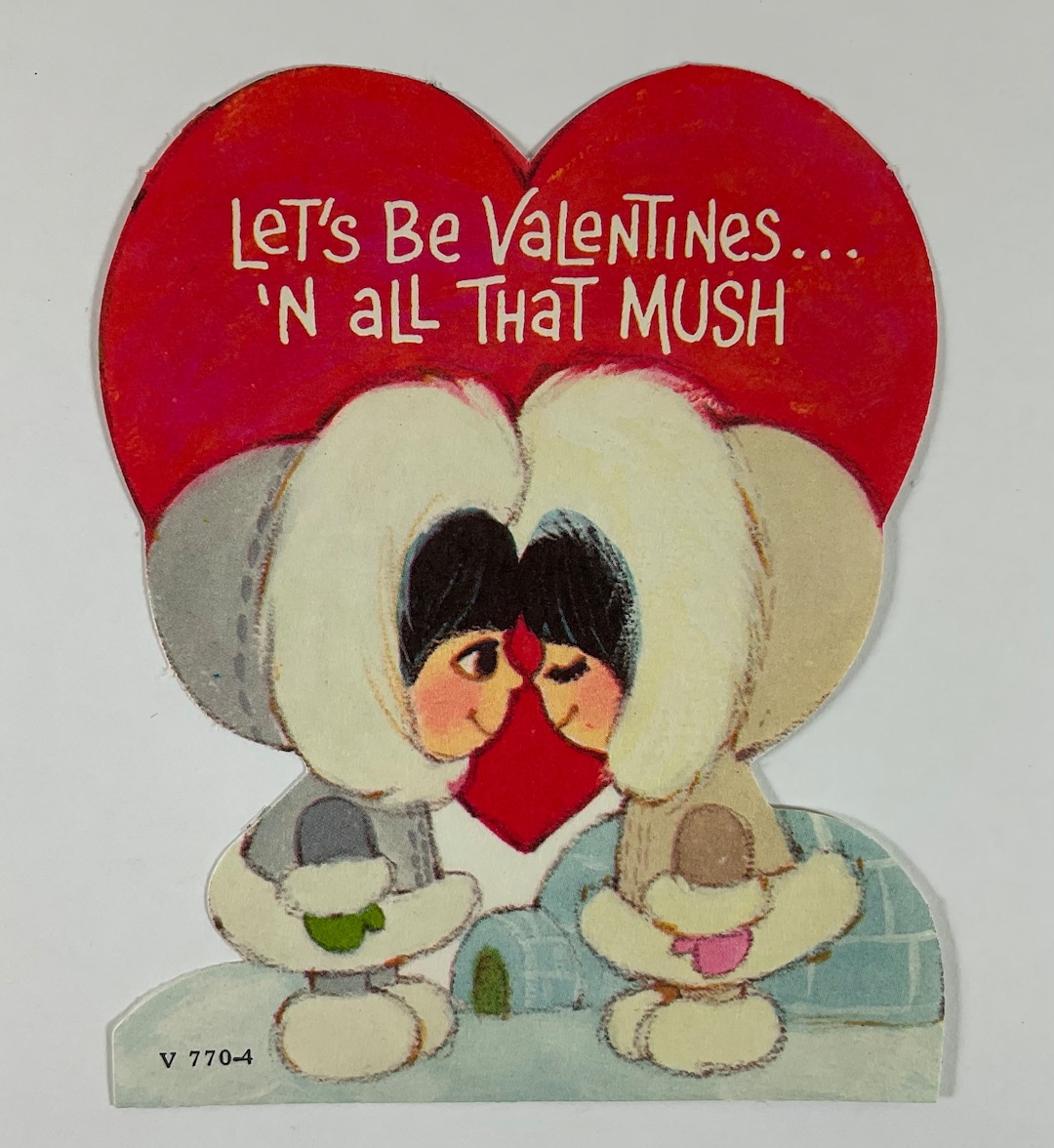 Sweetheart Kissing Rubbing Noses Eskimos ‘n All That Mush Vintage ...