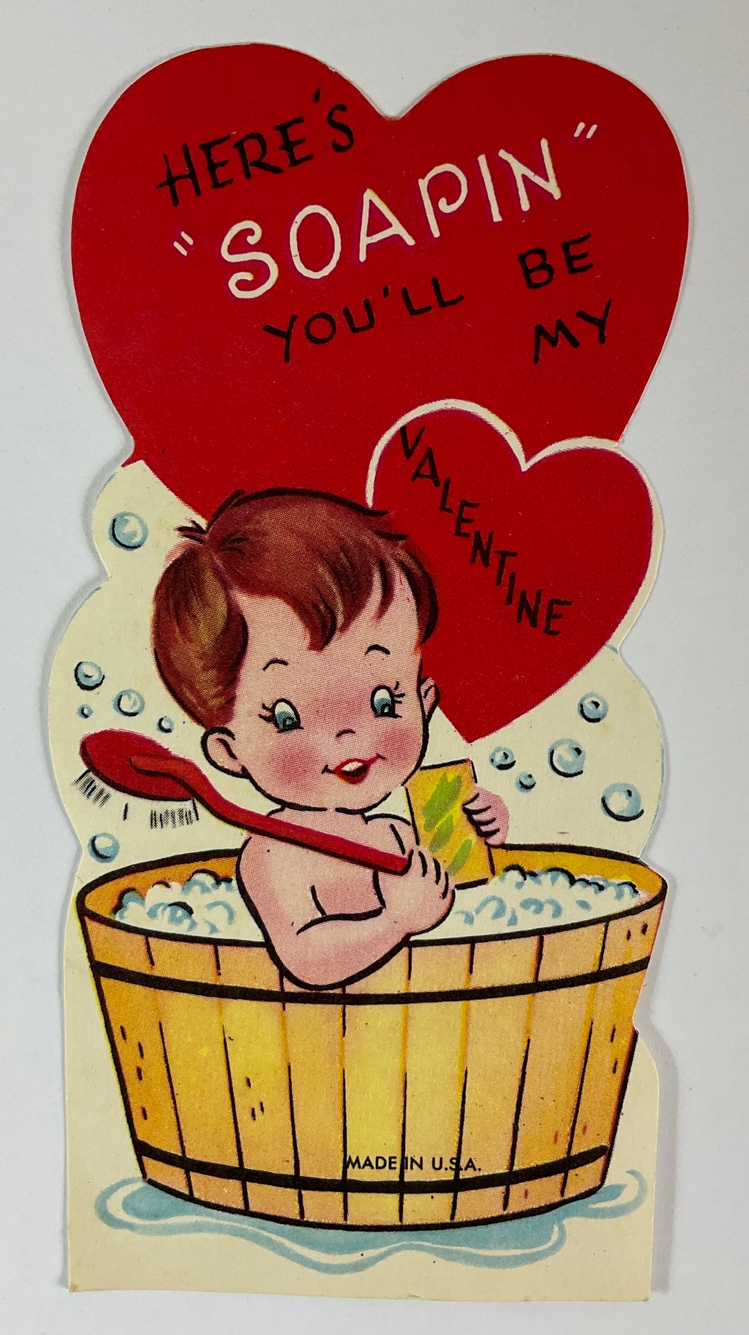 Heres Soapin Youll Be Mine Vintage 1950s Unused Valentine Novelty ...