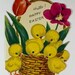 Fuzzy Flocked Chicks in a Tulip Flower Basket Vintage 1940s Unused ...