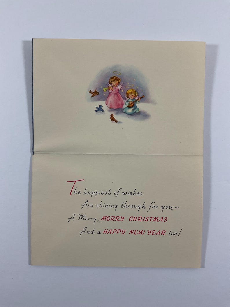 Lots of Cherub Angels Singing Noel 1940s Unused Christmas Xmas Greeting ...
