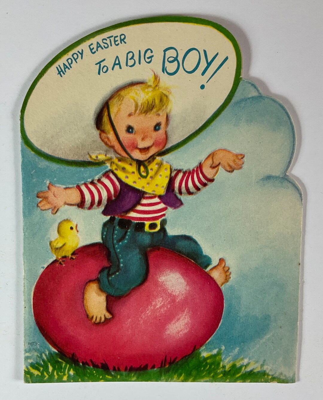 Big Boy Cowboy & Chick Sitting on a Huge Egg Vintage 1950 Rust Craft ...