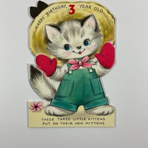Three Little Kittens Wearing New Mittens Vintage 1950s Hallmark 3 Fold ...