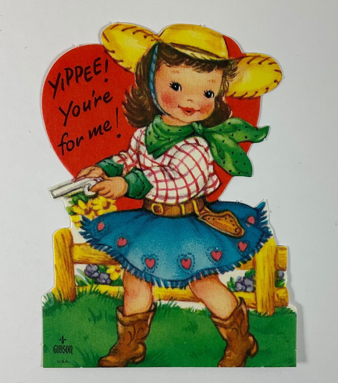 Yippee Youre for Me Heart Skirt Cowgirl Vintage 1950s Gibson Unused ...