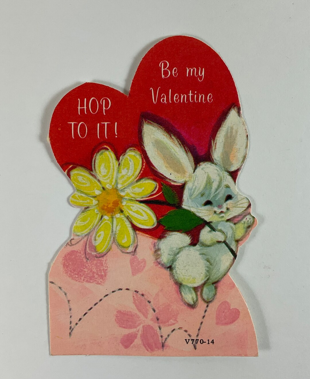 Hippity Hop Hopping Bunny Rabbit Hop to It Vintage Unused Valentine ...
