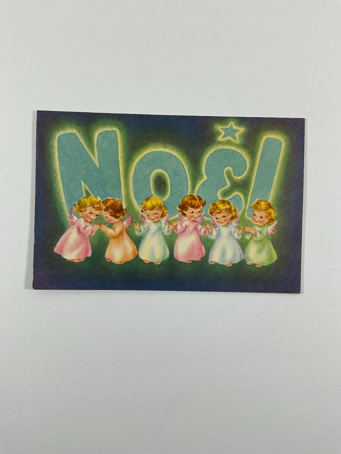 Lots of Cherub Angels Singing Noel 1940s Unused Christmas Xmas Greeting ...