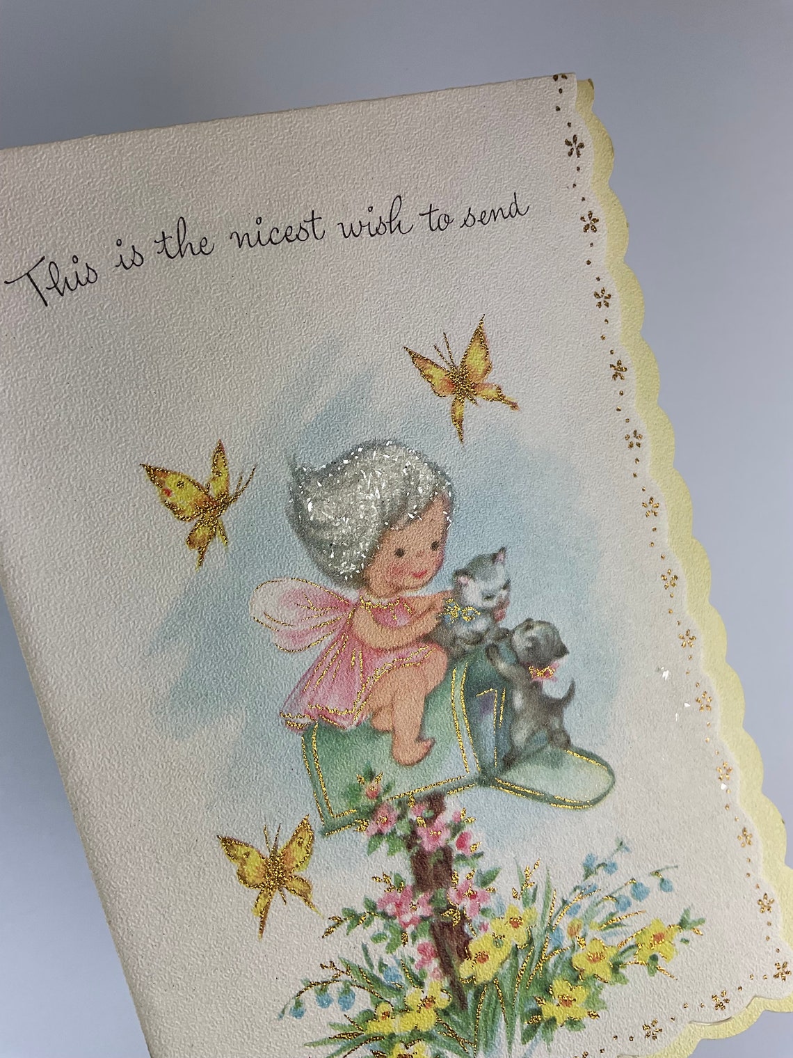 Cherub Angel Fairy Pixie & Kitty Cat Kittens on Mailbox Vintage 1940s ...