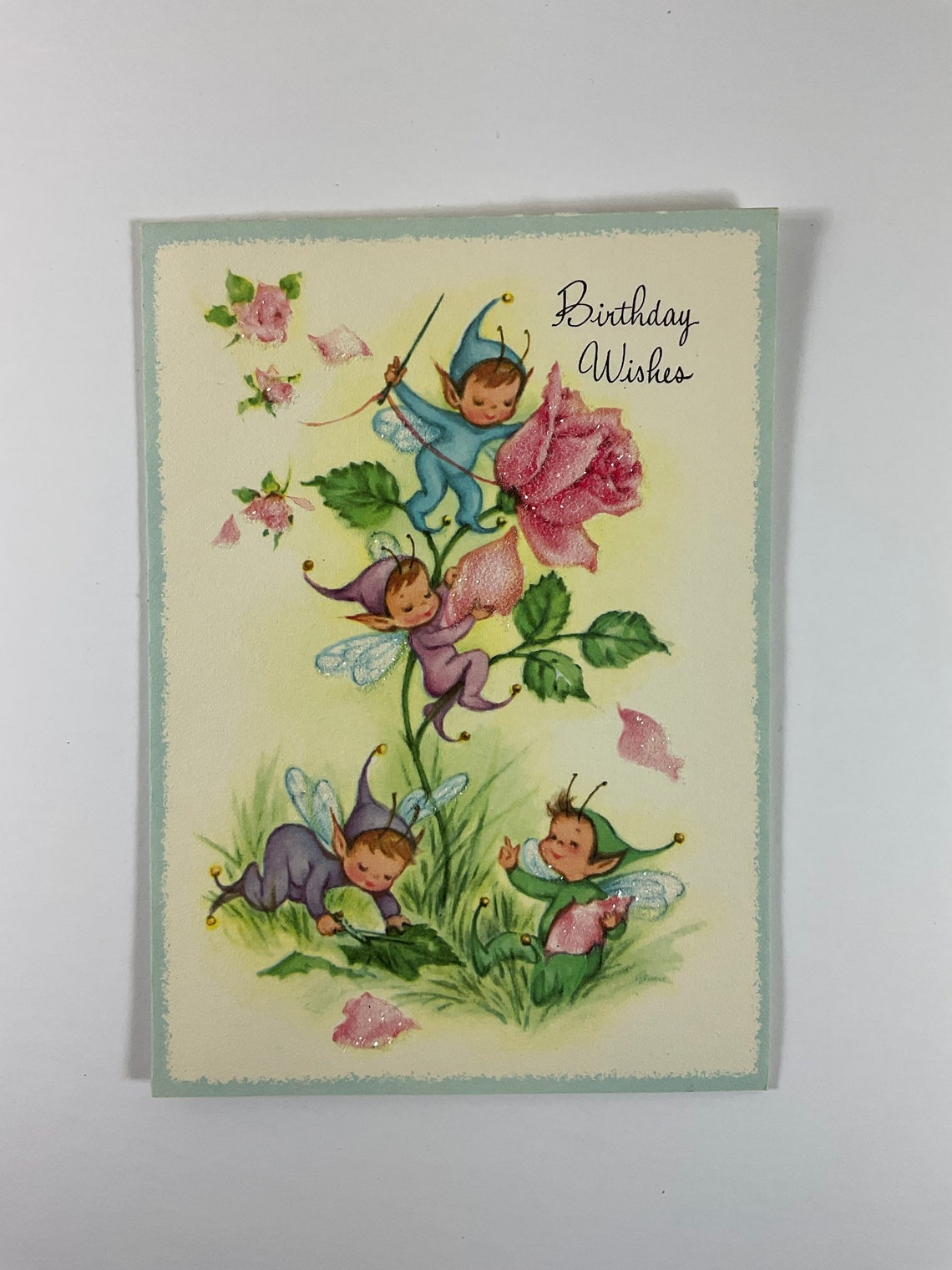 Fairy Wings Pixie Elf Knome Sewing Glitter Rose Flowers Vintage ...