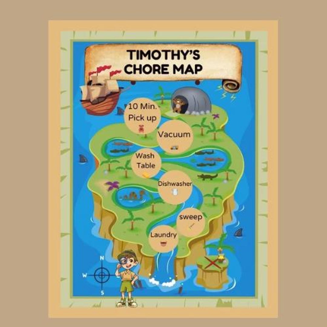 Chore Chart, Kids Pirate Chore Chart, PDF Editable, Printable Chore ...
