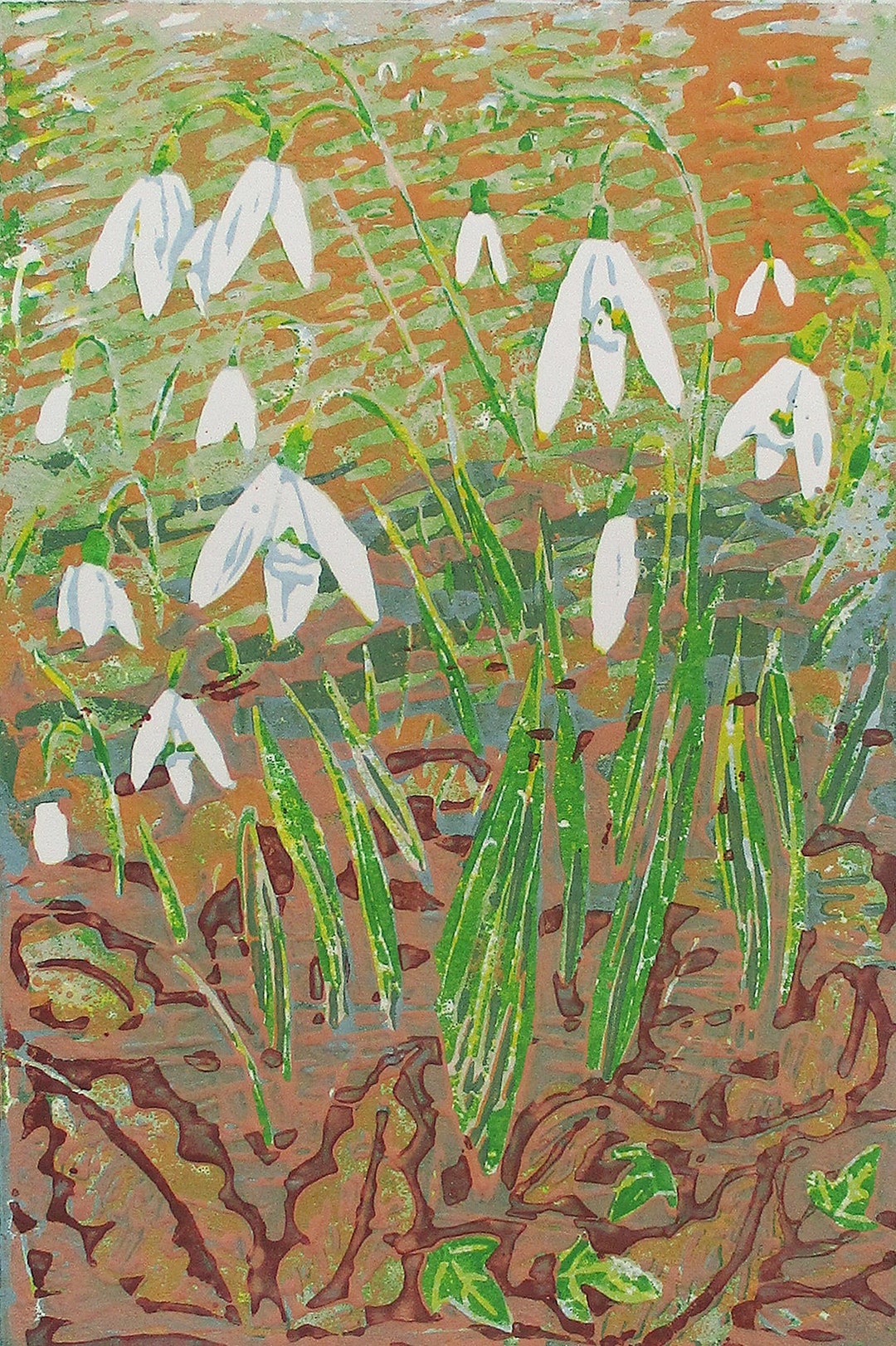 Snowdrops - Original Linocut Print - Hand Pressed - Limited Edition ...