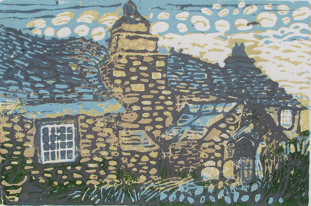 Tintagel Old Post Office, Cornwall Original Linocut Print Hand Pressed ...