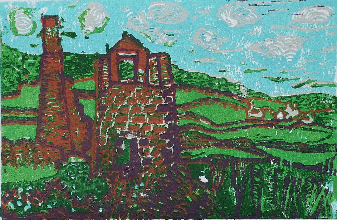 Cornish Tin Mine Original Linocut Print Hand Pressed - Etsy
