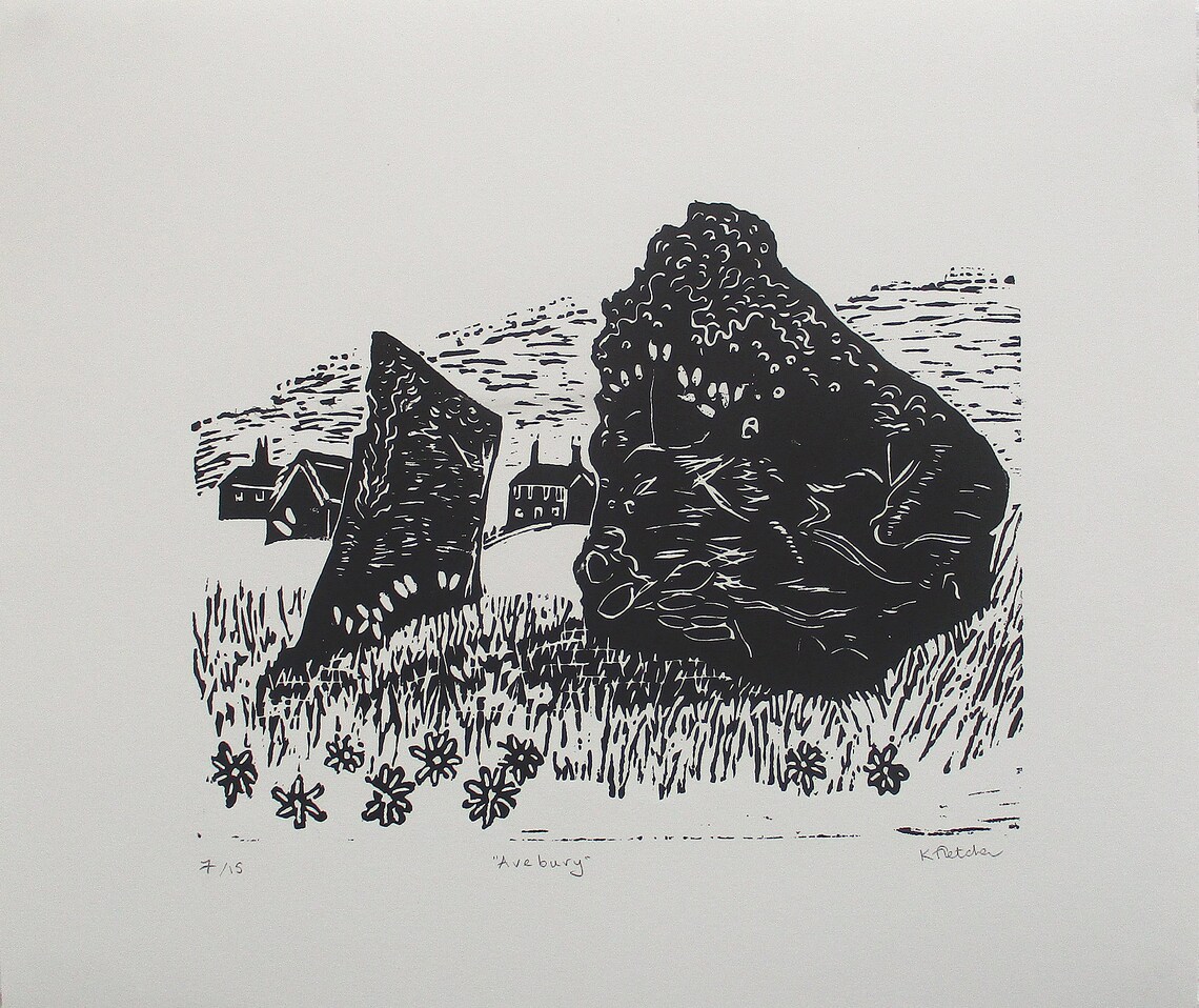 Avebury Standing Stones Original Linocut Print Hand Pressed Limited ...