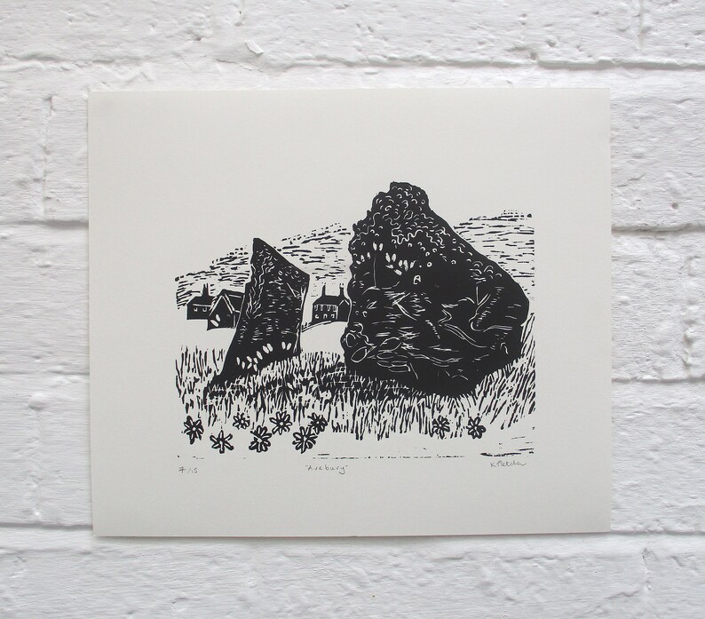 Avebury Standing Stones Original Linocut Print Hand Pressed Limited ...