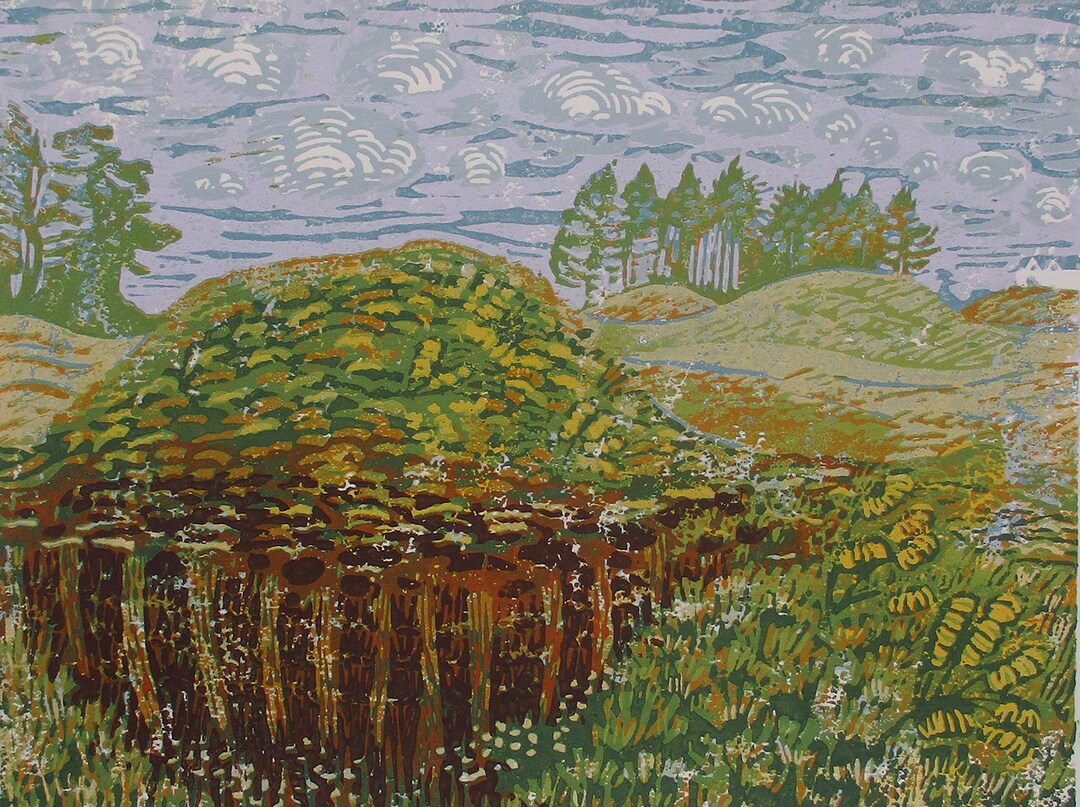 Sutton Hoo, Suffolk - Original Linocut Print - Hand Pressed - Limited ...