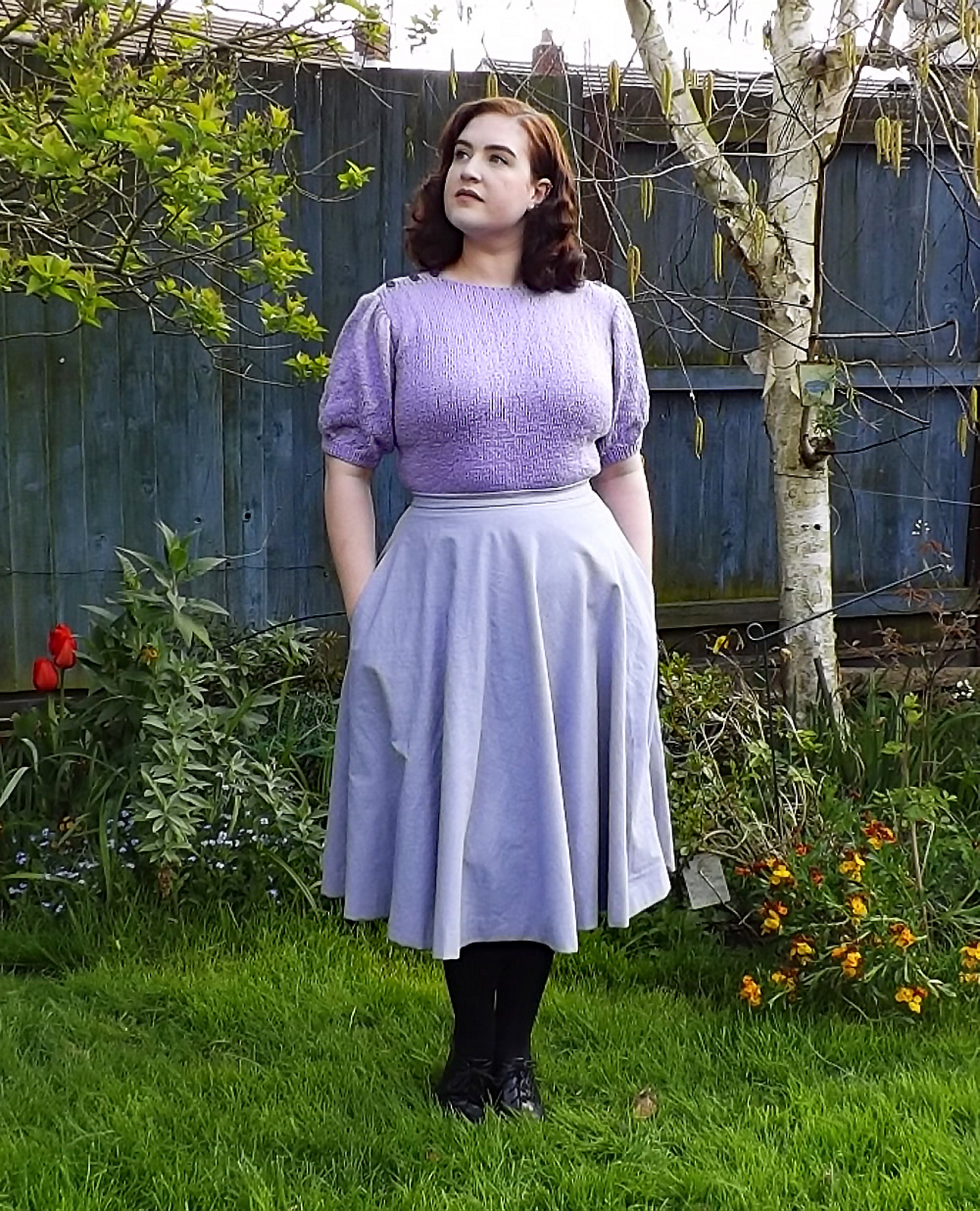 Falda circular de algodón lila pálido, falda completa lila, totalmente ...