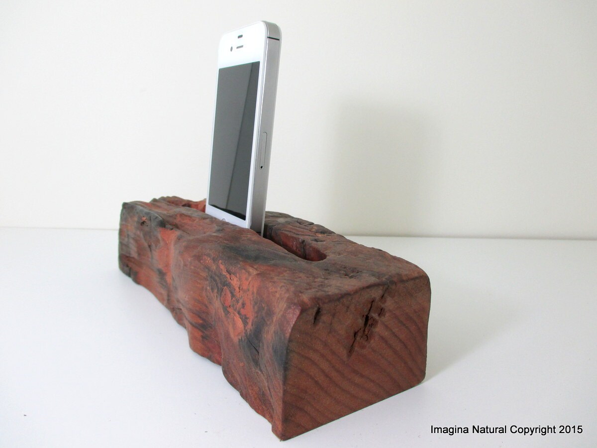Tsunami Wood iPhone Stand Wooden iPhone Docking Station Rauli Reclaimed ...