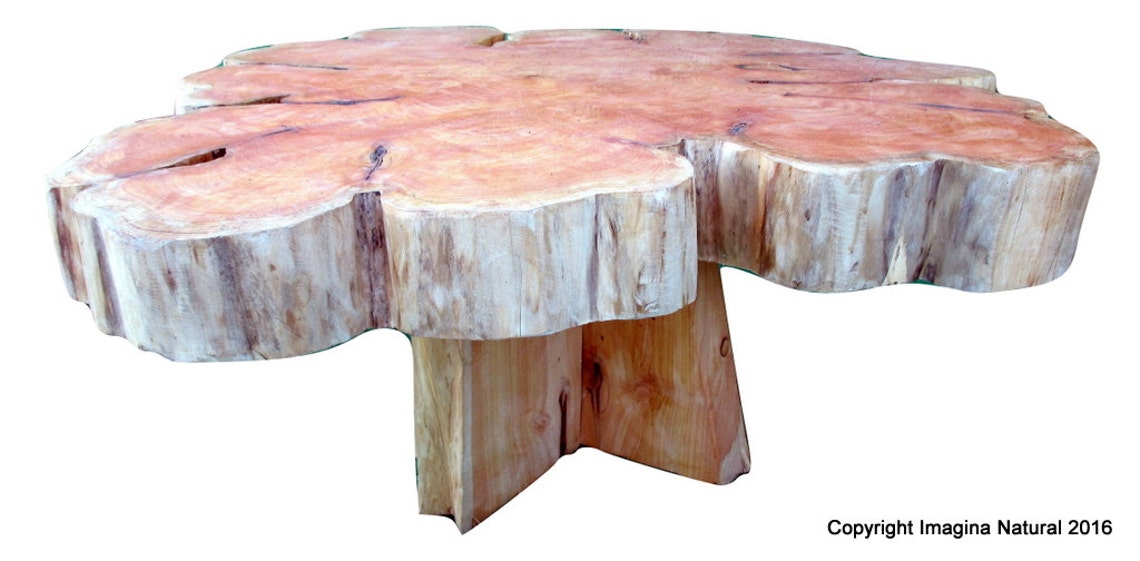 Large Cypress Handmade Tree Slice Slab Coffee Table - Rustic Chilean ...