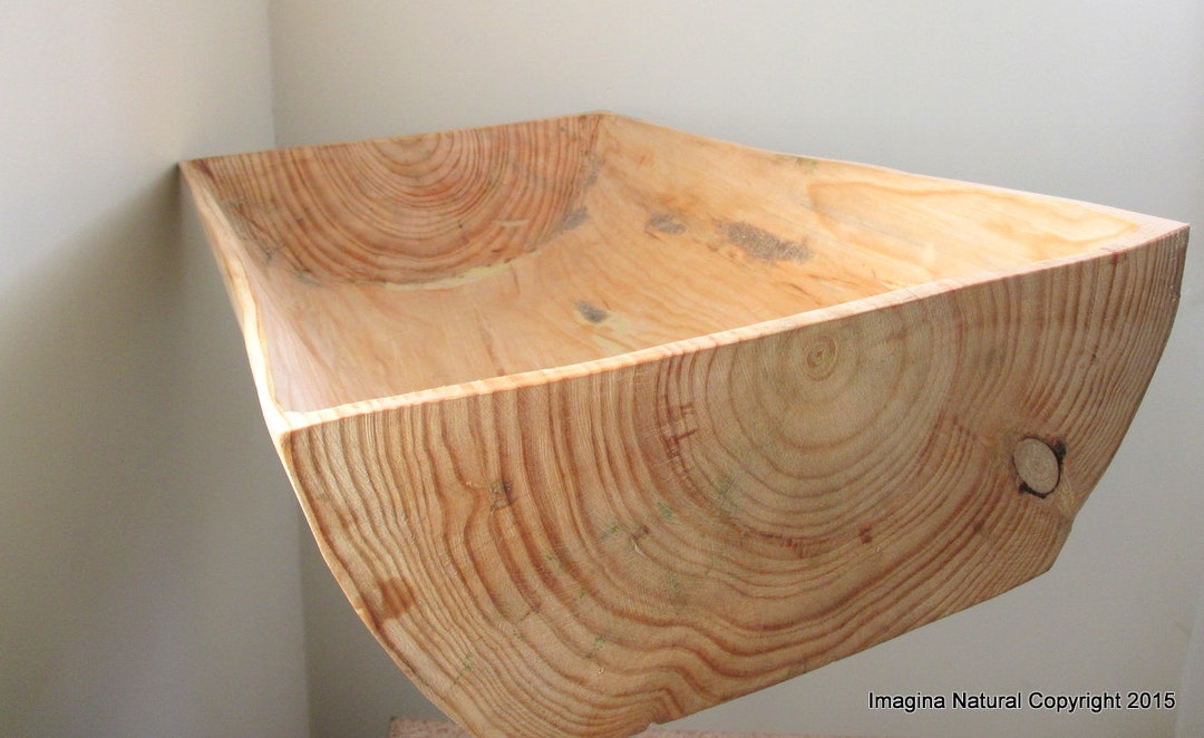 Hand Carved Wooden Bowl, Carved From a Tree Trunk, Handmade Solid ...