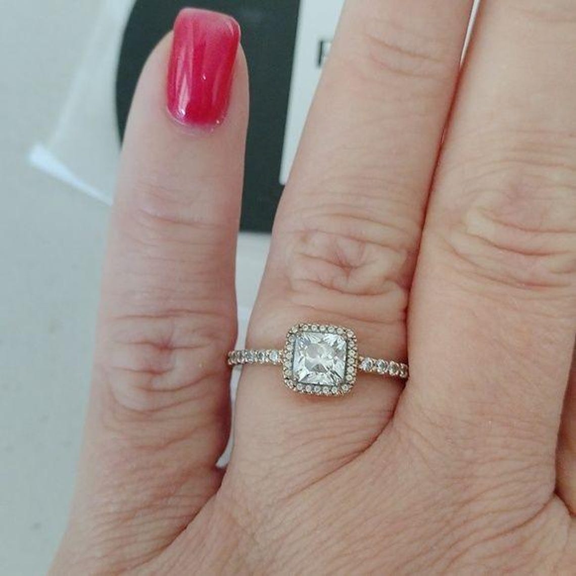 Pandora Rose Square Sparkle Halo Ring, 188862c01, Size 60 - Etsy