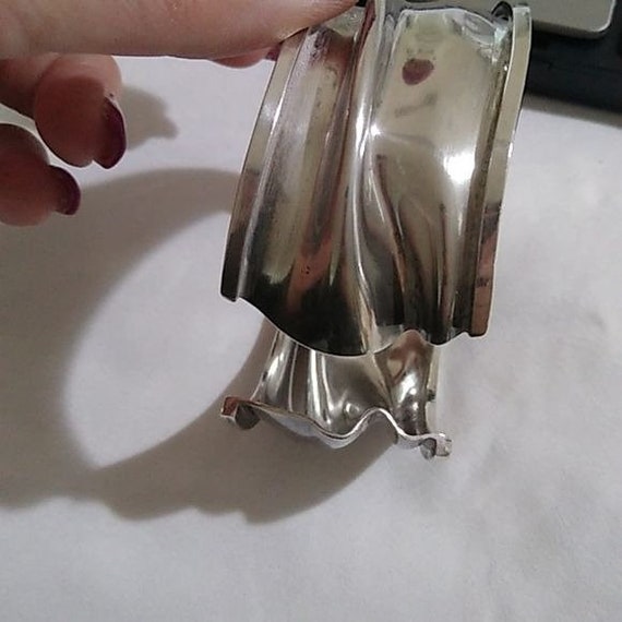 Artisan made Sterling Silver Gathered Cuff Bracelet - Gem