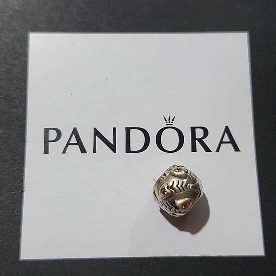 Pandora Retired Sterling Silver Fish Bones Bead With Orange Zirconia ...