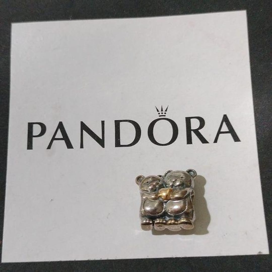 Pandora Sterling Silver and 14K Gold Bear Hug Animal Bead With Heart ...