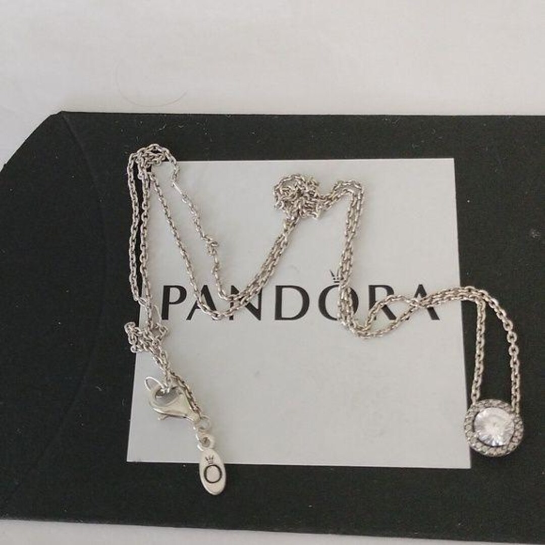 Pandora Timeless Sterling Silver Round Sparkle CZ Halo Necklace ...