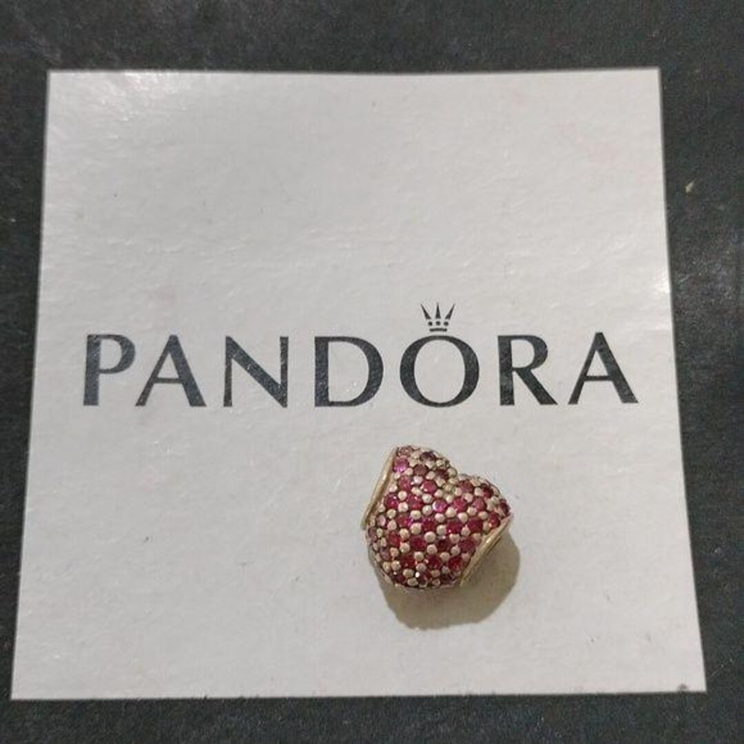 Pandora Retired Sterling Silver Pave Heart Bead With Red Zirconia ...