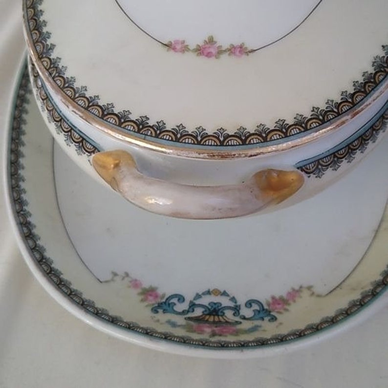 1920s Morimura Noritake China CALAIS Covered Gravy Boat W/ Attached ...