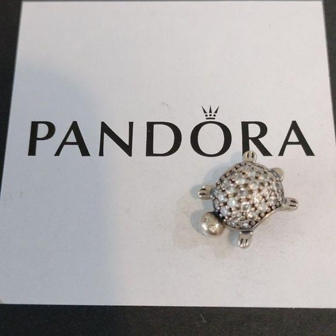 Pandora Sterling Silver Sea Turtle Animal Charm W/clear Zirconia ...