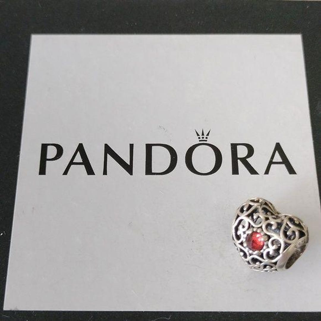 Pandora Sterling Silver January Birthstone Heart Charm W/ Garnet ...