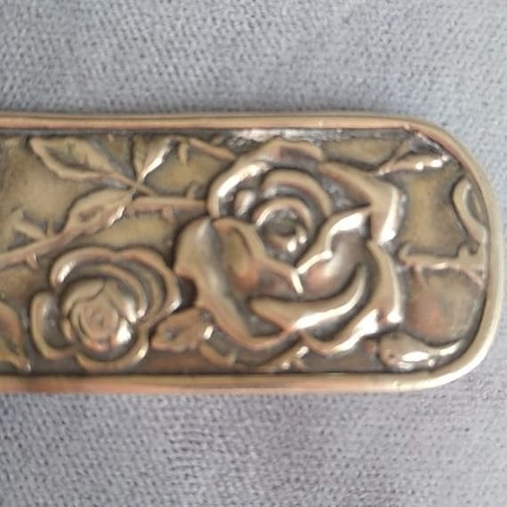 Vintage Repousse Floral 925 Sterling Silver Brooch - Gem