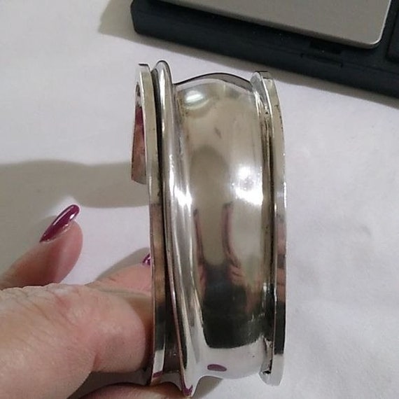 Artisan made Sterling Silver Gathered Cuff Bracelet - Gem