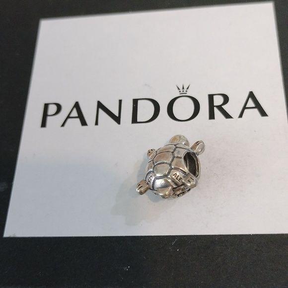Pandora Sterling Silver Sea Turtle Animal Charm W/clear Zirconia ...
