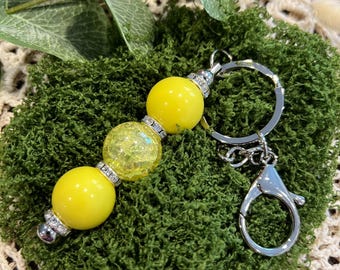 Yellow Dreaming Moon Keychain - Etsy