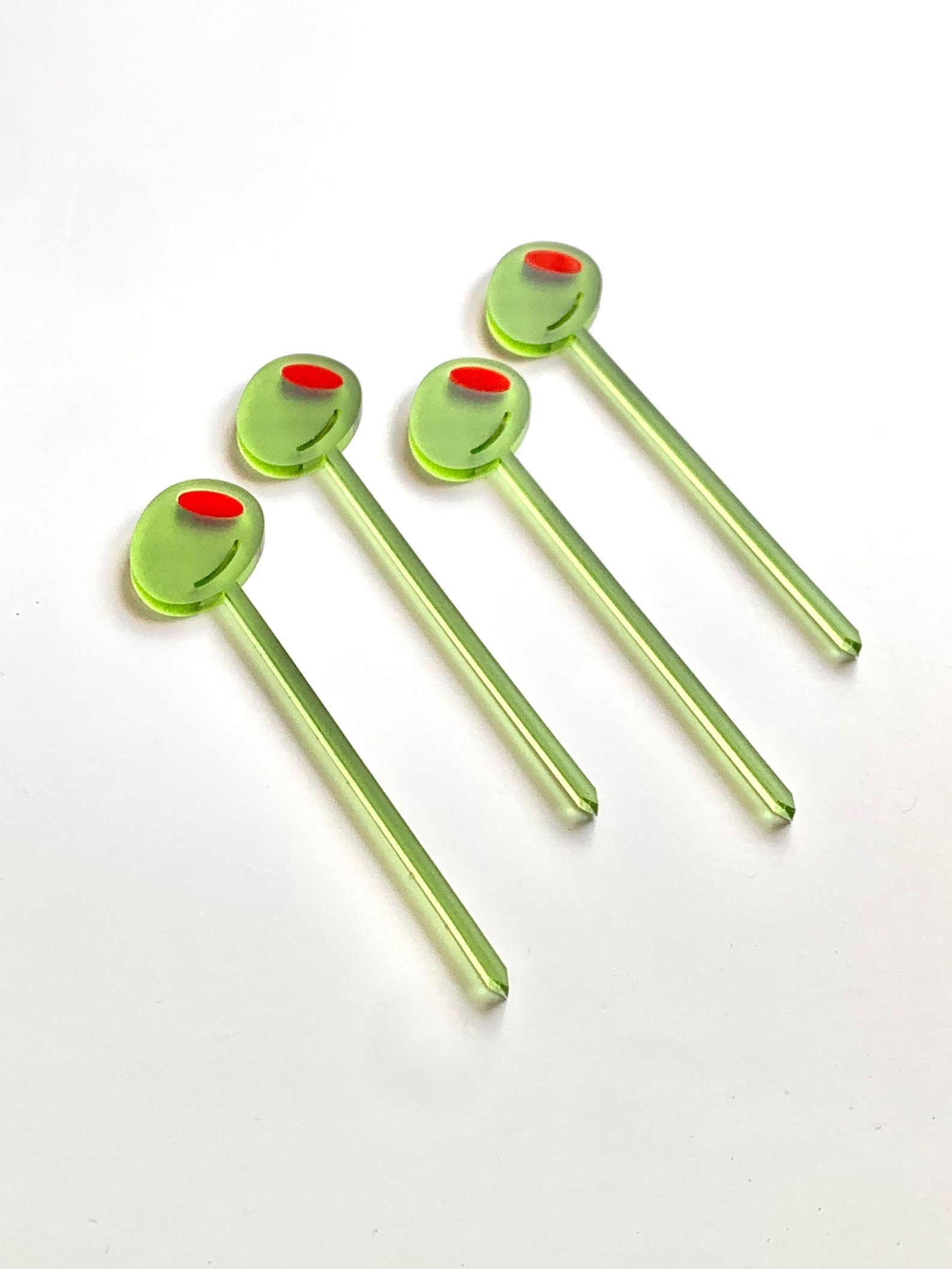 Olive Acrylic Pick Set – Set of 4 Frosted Green Martini & Charcuterie ...