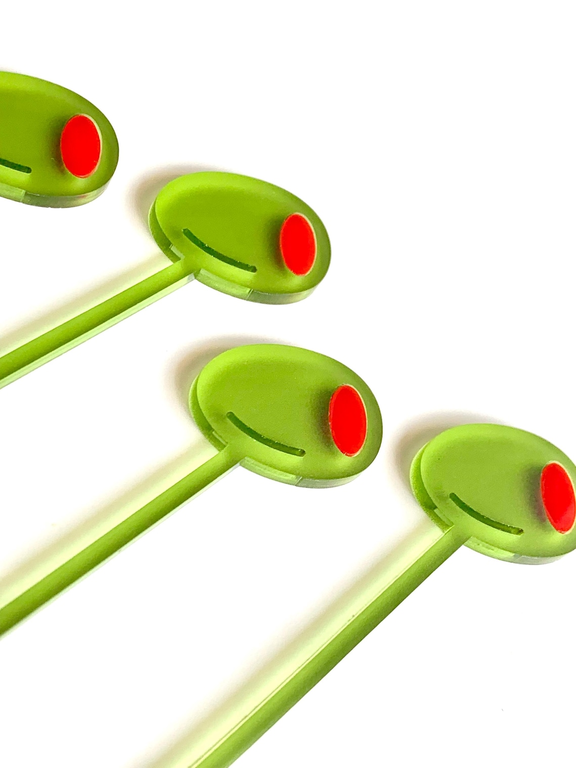 Olive Acrylic Pick Set – Set of 4 Frosted Green Martini & Charcuterie ...