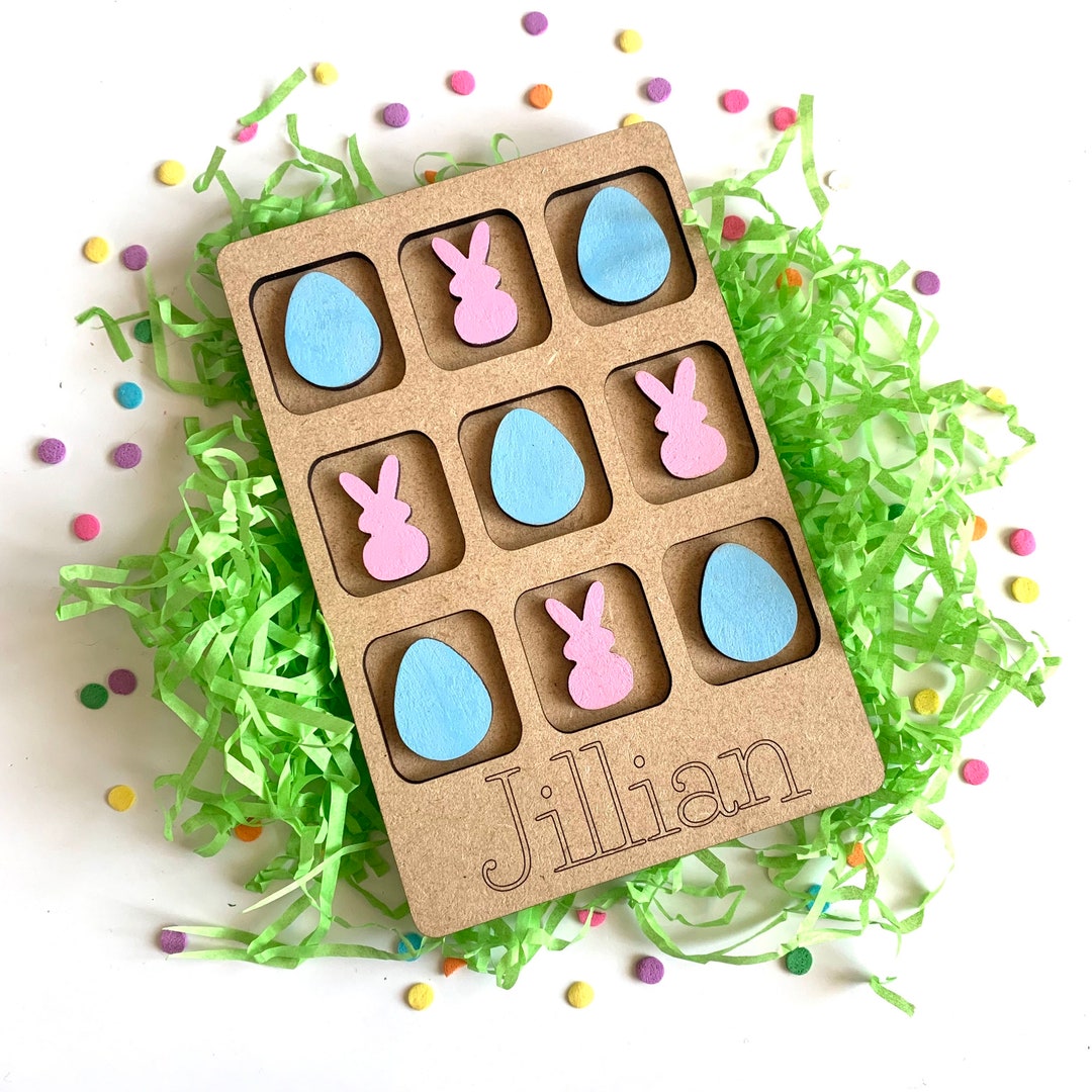 Personalized Easter Tic Tac Toe Game With Bunnies and Easter Egg Game ...