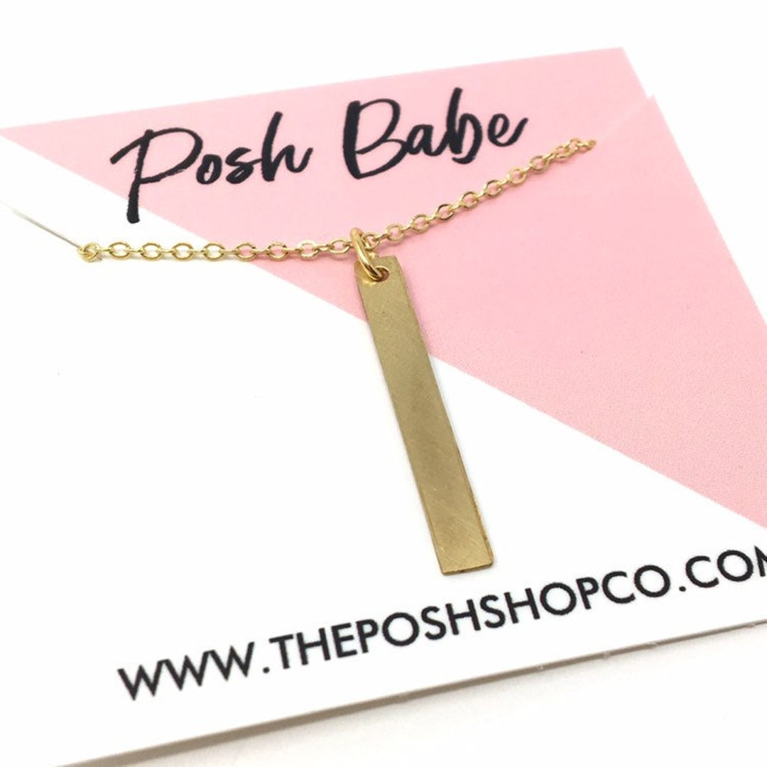 Minimalist Gold Long Rectangle Necklace - Posh Babe Collection - Etsy