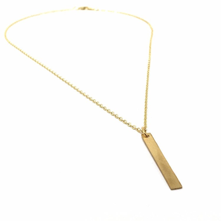 Minimalist Gold Long Rectangle Necklace Posh Babe Collection - Etsy