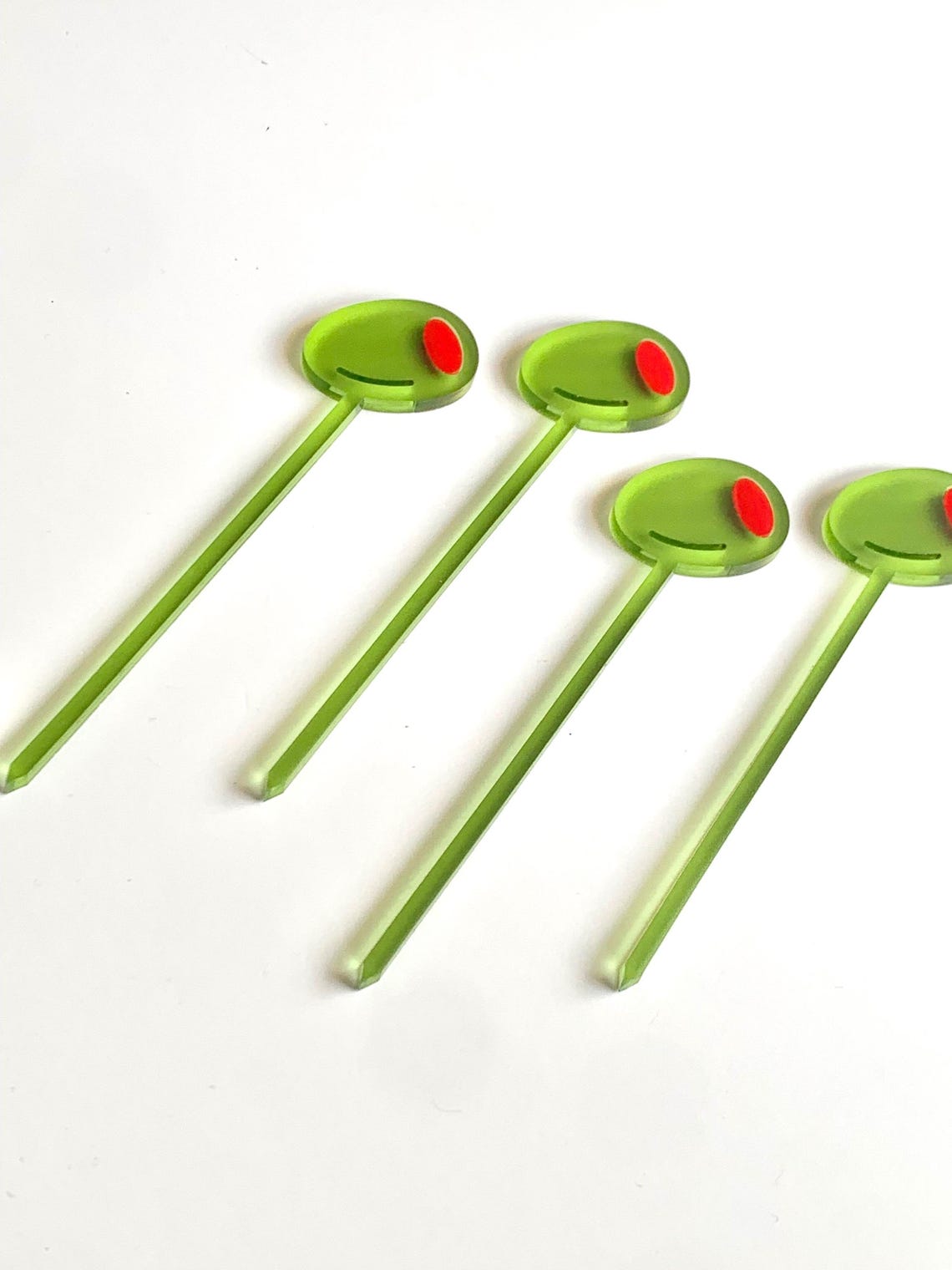 Olive Acrylic Pick Set – Set of 4 Frosted Green Martini & Charcuterie ...