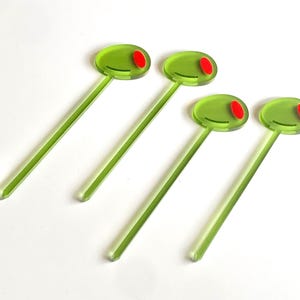 Olive Acrylic Pick Set – Set of 4 Frosted Green Martini & Charcuterie ...