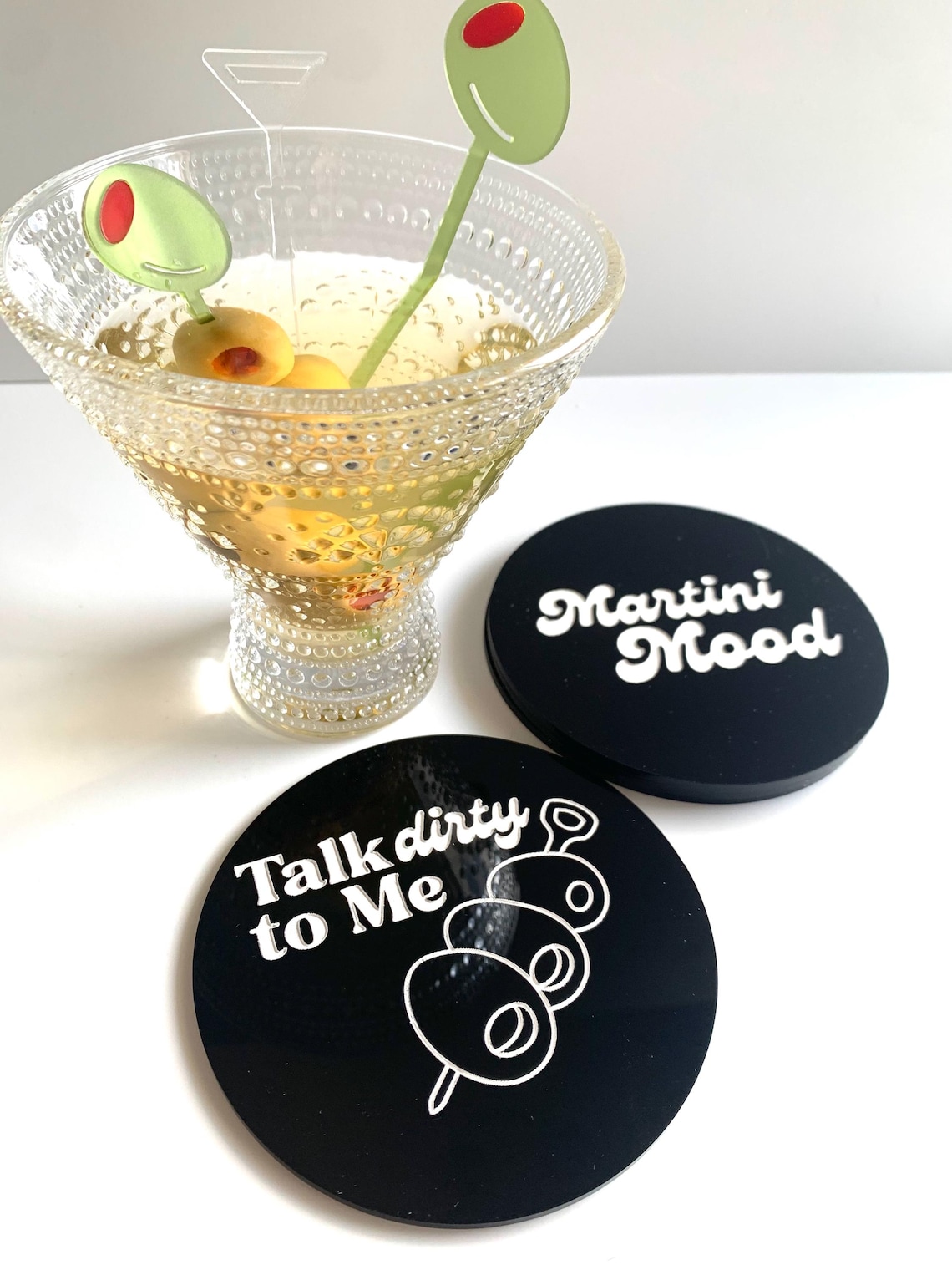 Olive Acrylic Pick Set – Set of 4 Frosted Green Martini & Charcuterie ...