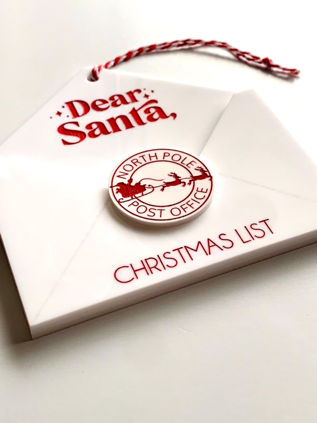 Dear Santa Christmas Wish List Envelope Acrylic Ornament - Etsy