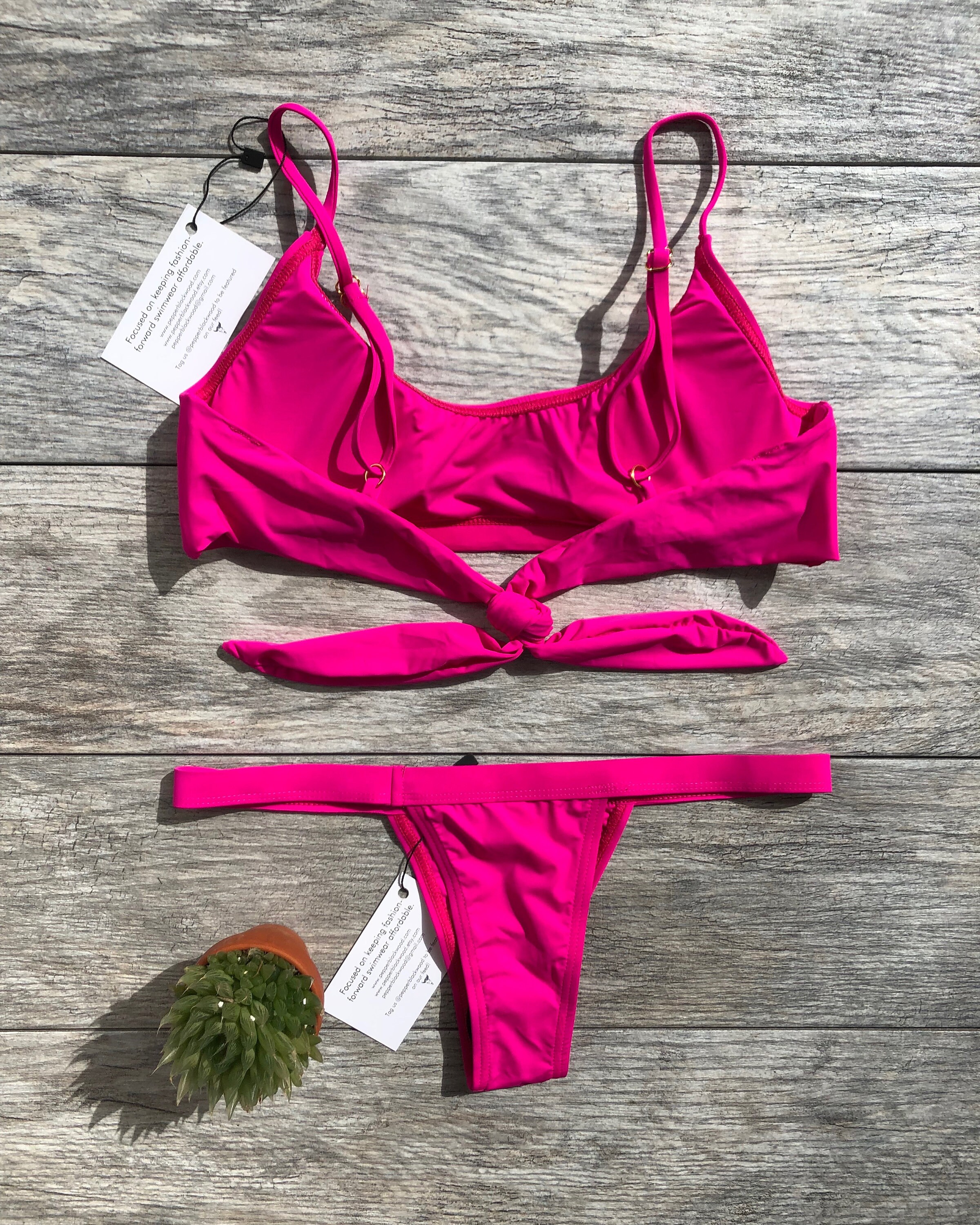 Pink Cheeky Bikini Set Pink Two Piece Cheeky Swimsuit - Etsy